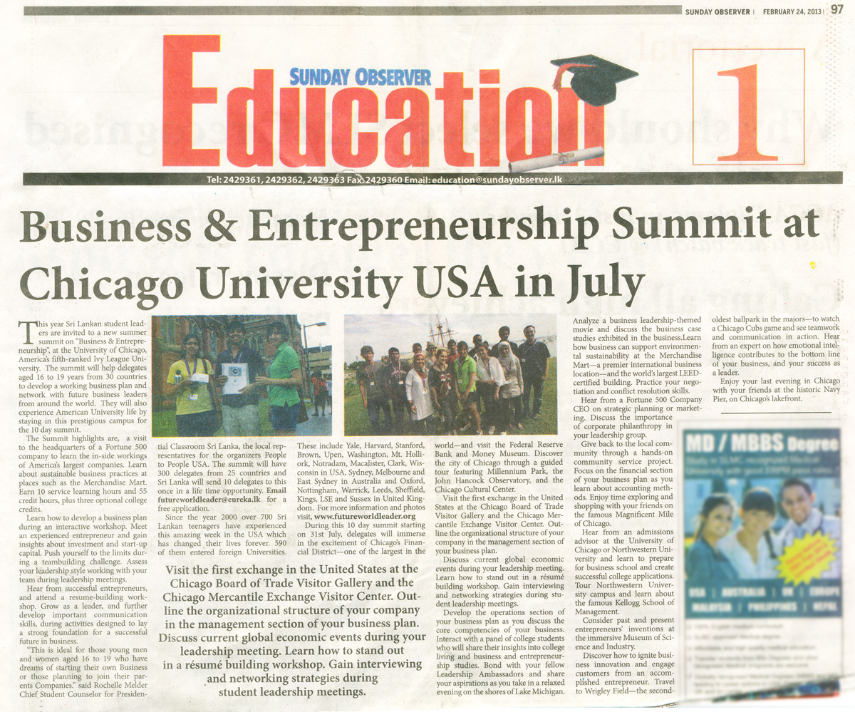 Sunday Observer | Future world leader